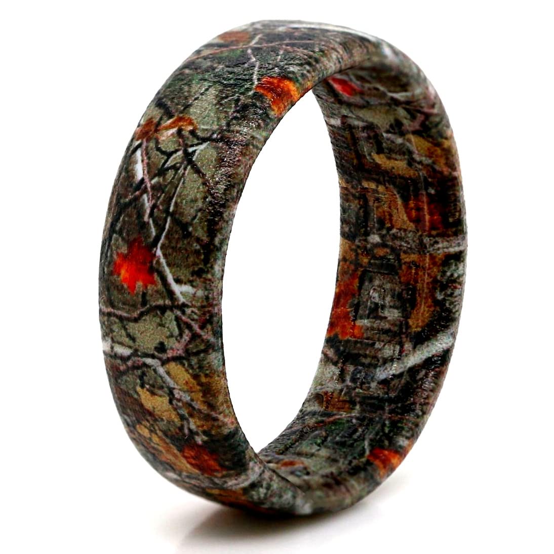 Kingsway Jewelry Brown Camo Silicone Ring β Unisex Silicone Wedding Band Men and Women β Breathable Rubber Wedding Rings with Air Channels β Lifetime Coverage β Size 5-13