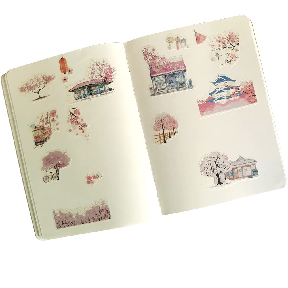 Kawaii Stationery Sticker Set Pink Cherry Blossom Household Gardening Tool Cute Girl Flower Succulent Plants Cactus DIY Labels for Diary Scrapbooking Planner Art Craft Journaling Collage Journal