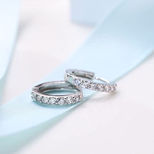 Lansora Cubic Zirconia Pave Cz Hoop Earrings Huggie Tiny Mini Small for Cartilage Sterling Silver Gold Plated 11mm 9mm 8mm 7mm Hoop Earrings
