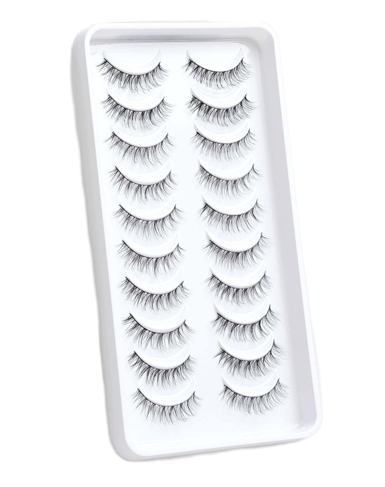Lashes Natural Look, Wispy Eyelashes, Jiocolor False Eyelashes Natural Look, Fluffy Fake Mink Lashes,12 mm Strip Lashes 10 Pairs D1