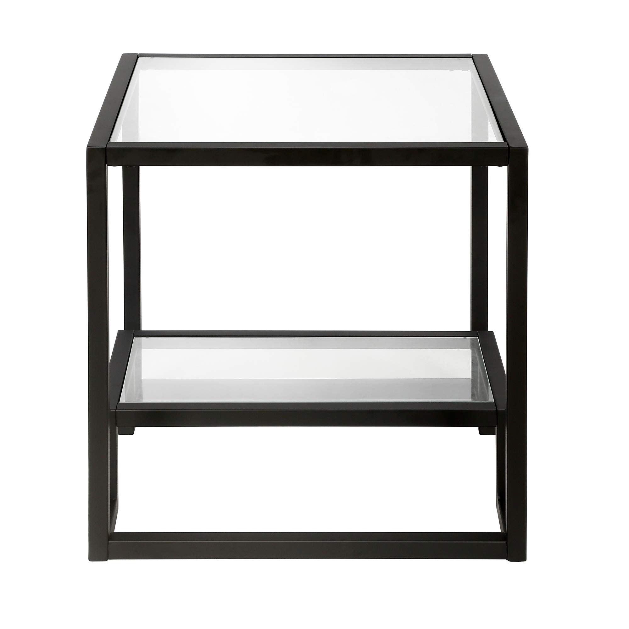 Henn&Hart 22" Wide Square Side Table in Satin Nickel, Table for Living Room, Bedroom