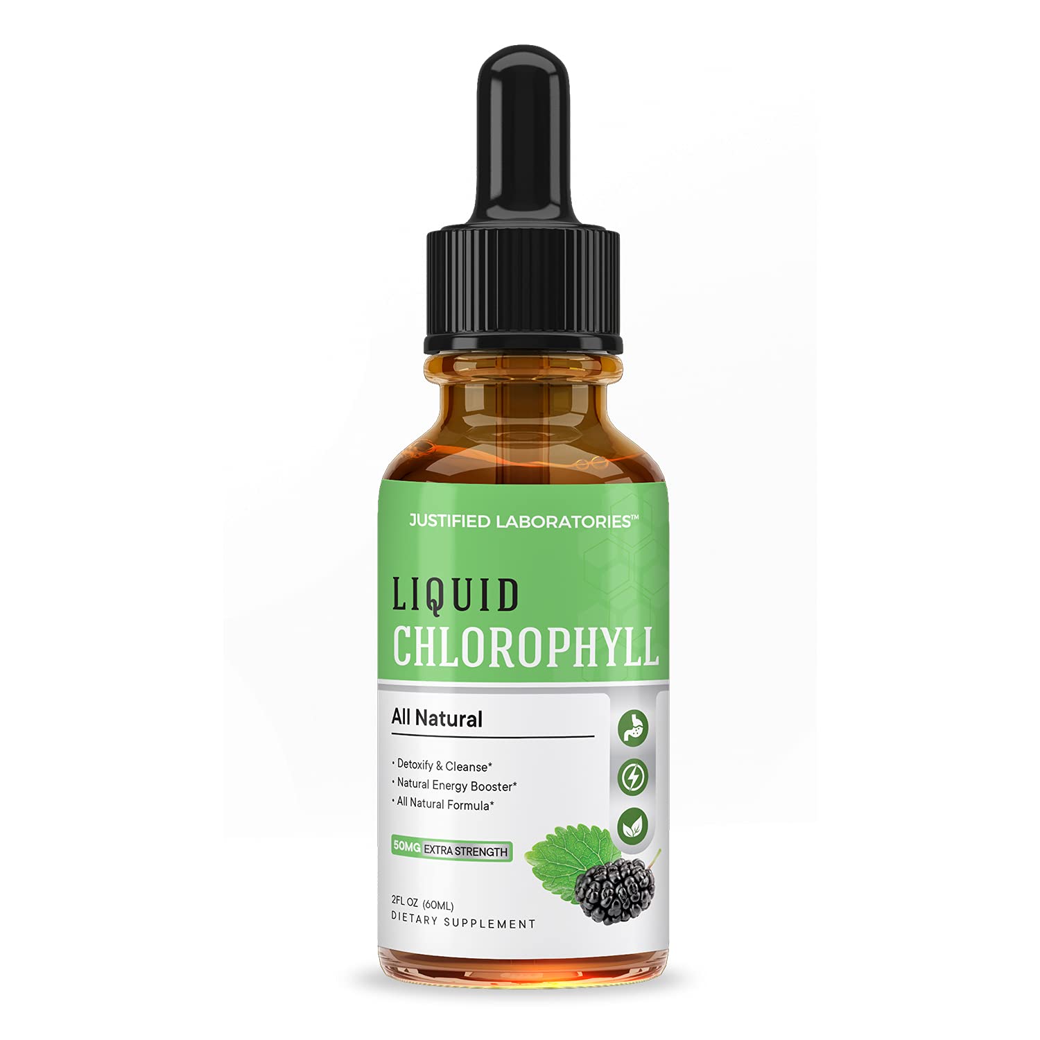 Justified Laboratories Liquid Chlorophyll Drops 6000MG Maximum Strength Green Concentrate Packed with Antioxidants Minerals and Vitamins 2 FL OZ Bottle (3 Bottles)