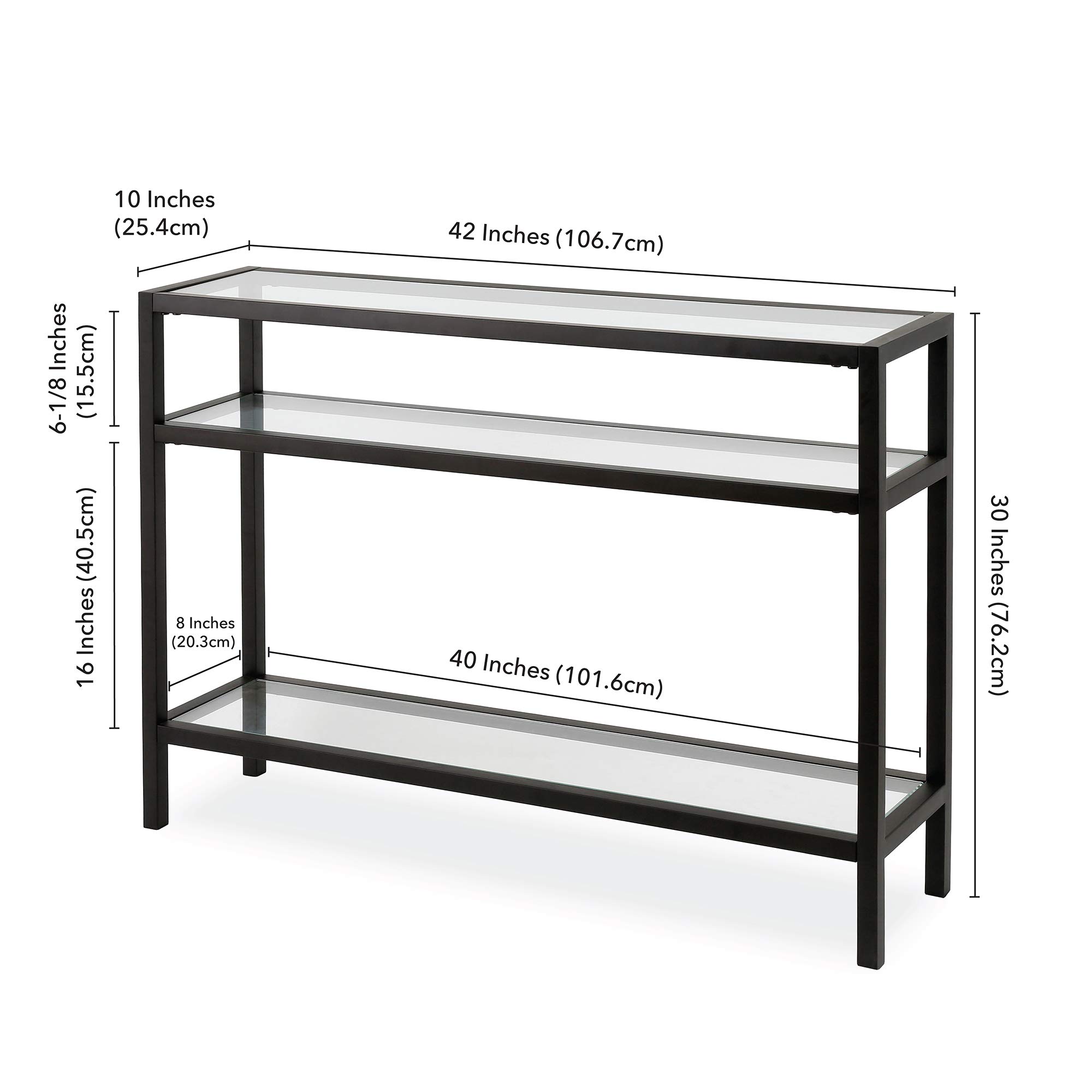 Henn&Hart 42" Wide Rectangular Console Table in Blackened Bronze, Entryway Table, Accent Table for Living Room, Hallway