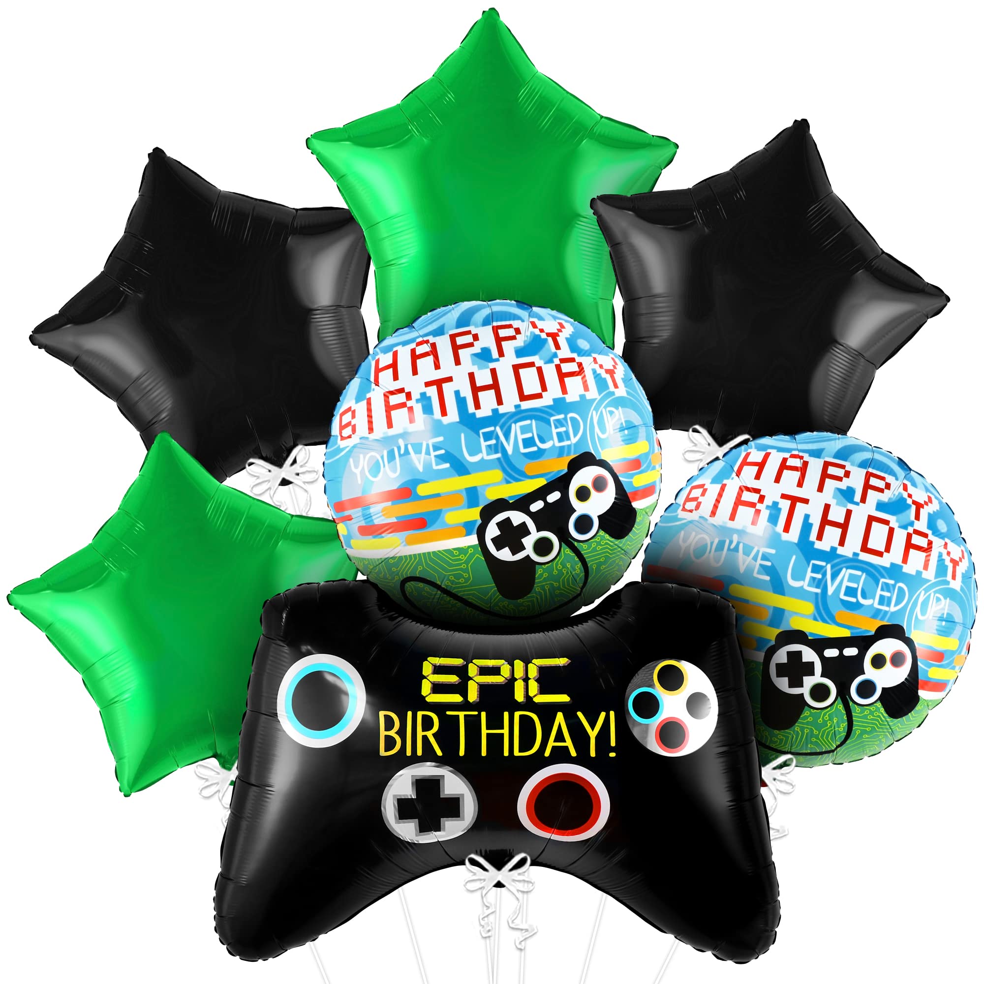 KatchOn, Huge Video Game Balloons - Pack of 7 | Gaming Balloons for Gamer Party Decorations | Gamer Birthday Balloons | Game Controller Balloon with Star Balloons | Gamer Balloons for Birthday Party