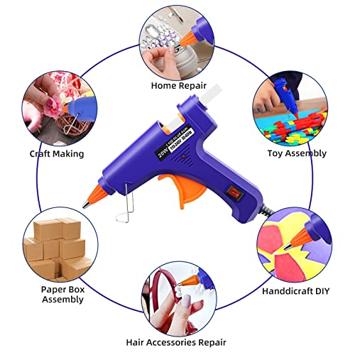 Hot Glue Gun Kit Mini: Mini Hot Glue Guns Kit with 20 Sticks Melt Glue Gun Craft for Kids School DIY Arts Home Quick Repairs