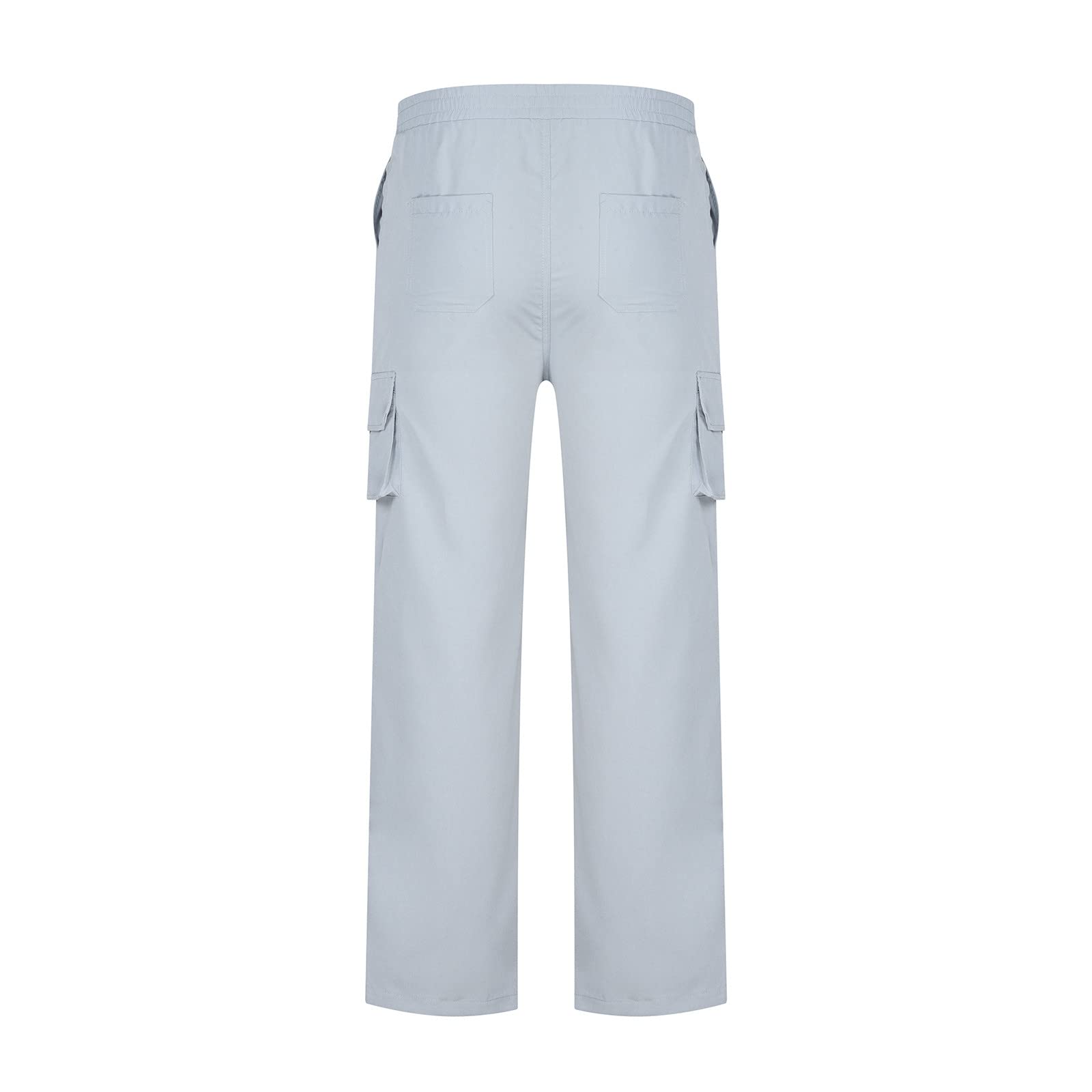 Lastesso Womens Trousers Women's Loose Straight Leg Cargo Pants Mid Rise Solid Palazzo Pants Fashion Workout Combat Military Parachute Pants Womens Clothes Gray 4X