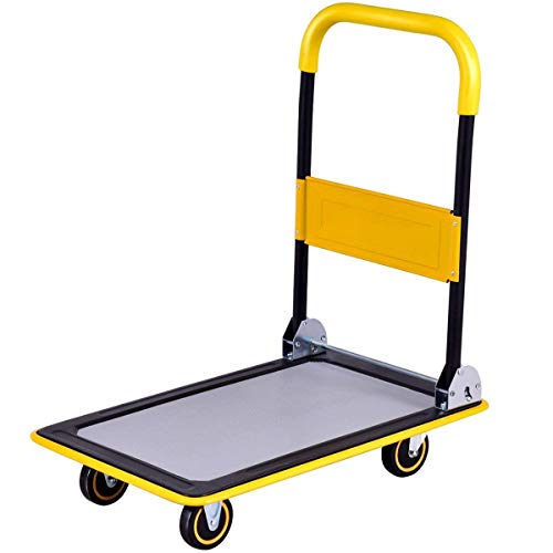 HWZQHJY Folding Aluminum Platform Truck, 330LBS Rolling Flatbed Cart Hand Platform Truck Push Dolly for Loading, Rolling Flatbed Hand Truck