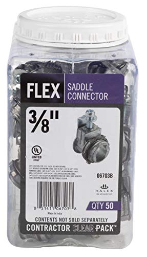 Halex – 3/8 Inch Flexible Metal Conduit – FMC – Saddle Connectors – 06703B – 50 Per Pack,Silver