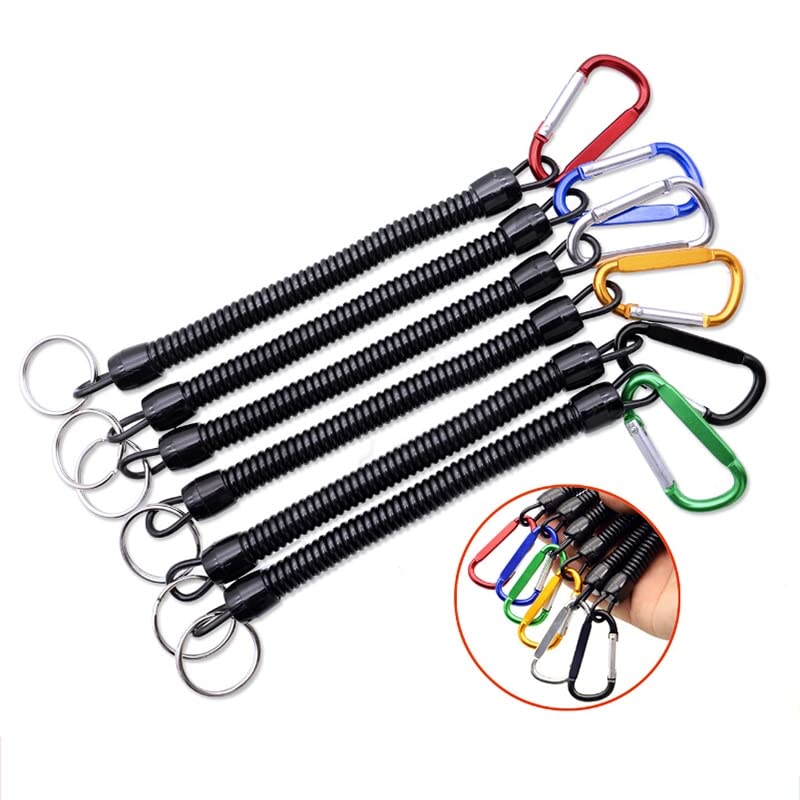 MEFESE 5pcs Fishing Lanyards Boating Ropes Retention String Fishing Rope with Camping Carabiner Secure Lock Fishing Tools Accessories
