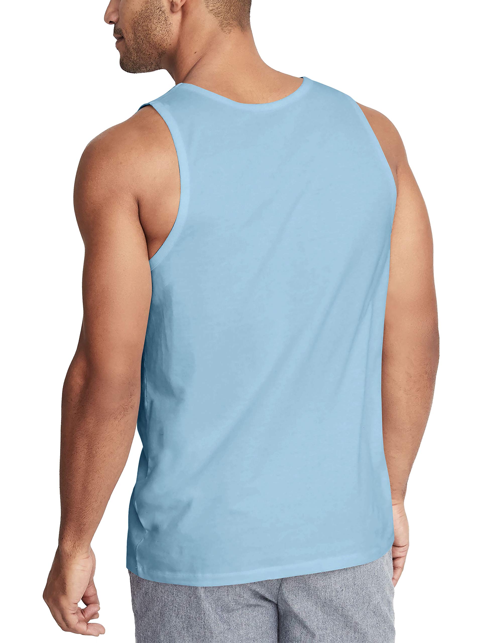 Hat & Beyond Men's Tank Top - Soft Muscle Tee for Boxing & Gym, Medium (Pacific Blue)