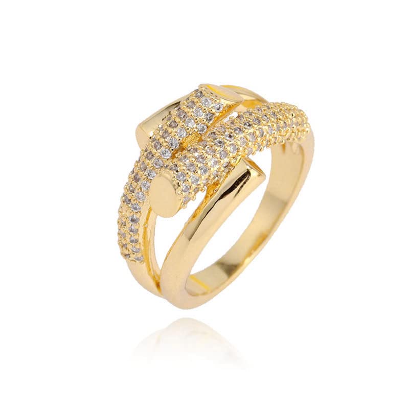 LZSLZS Women's Jewelry Copper Gold Plated Geometric Zircon Rings Delicate Jewelry