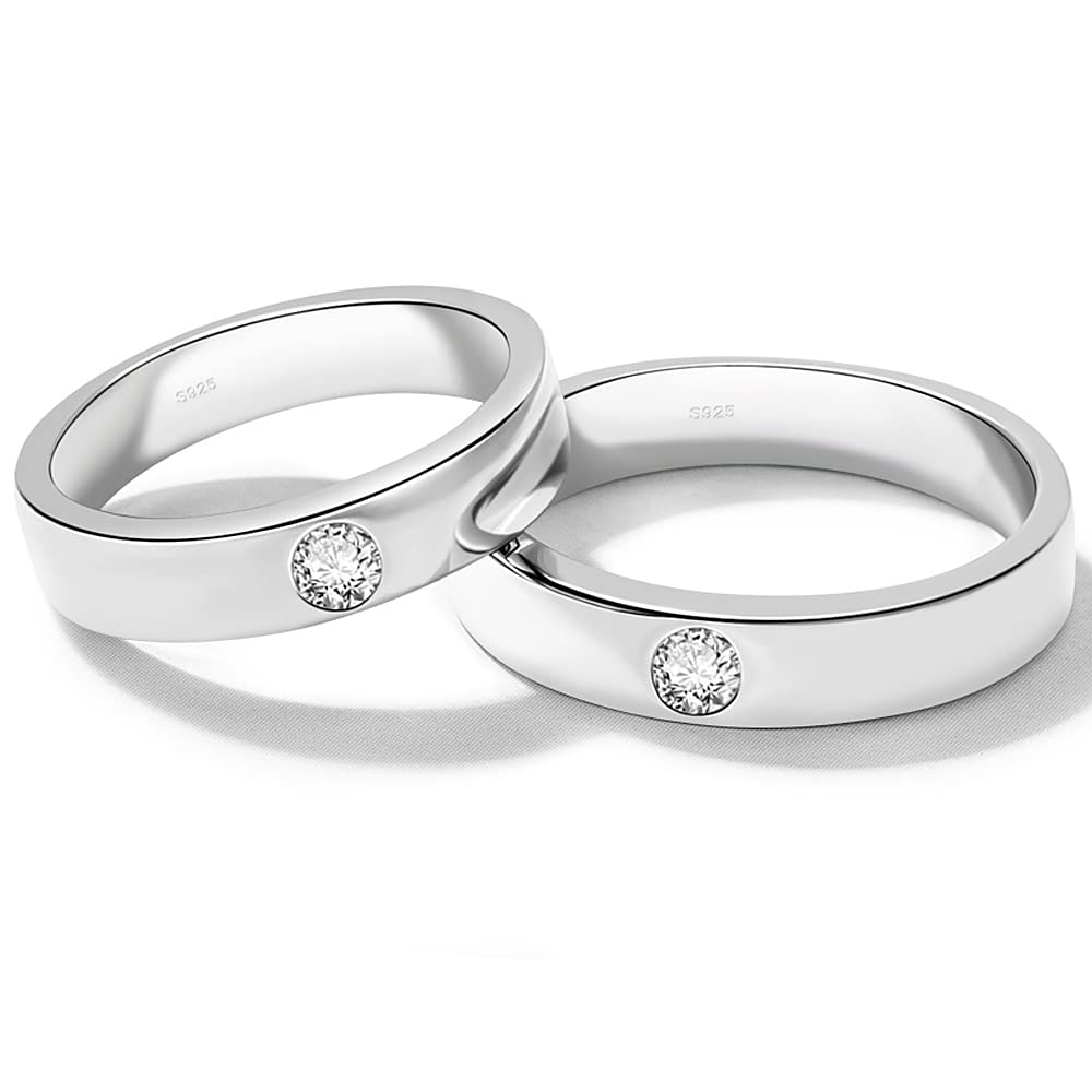 Meilanduo Solid 925 Sterling Silver Engagement Ring Round Brilliant Cubic Zirconia CZ Wedding Band Ring, Sizes 5 to 13 for Men & Women (9)