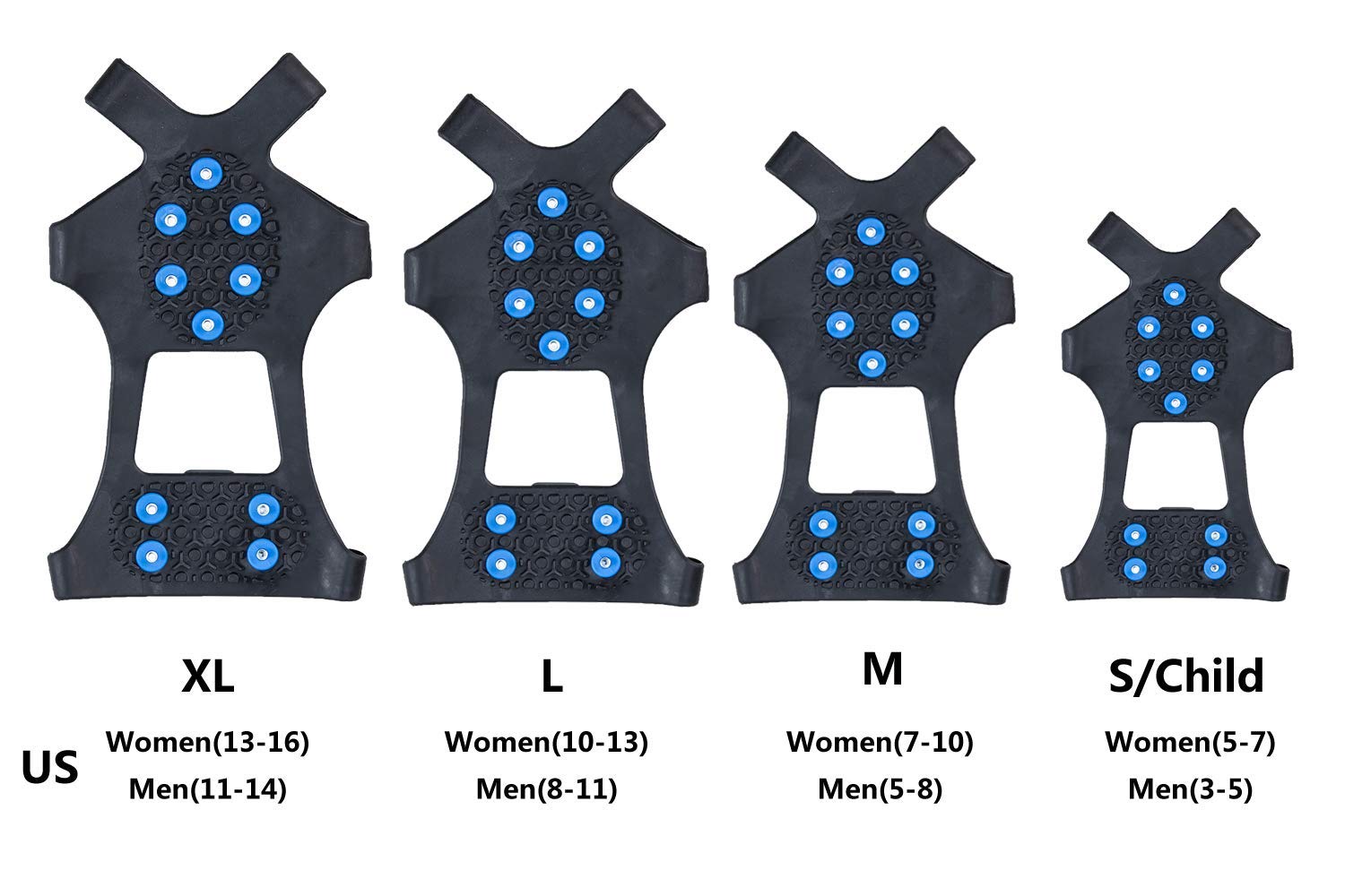 Ice Cleats, willceal Ice Grippers Traction Cleats Shoes and Boots Rubber Snow Shoe Spikes Crampons with 10 Steel Studs Cleats Prevent Outdoor Activities from Wrestling (Blue, Medium)