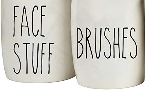 Imagnt Studio Brushes and Face Stuff Decal Set, Rae Dunn Inspired, Hair Style, Face Skin Care Label Decals, Organizing Labels, Home Decor Accessories. Choose Color (Black)