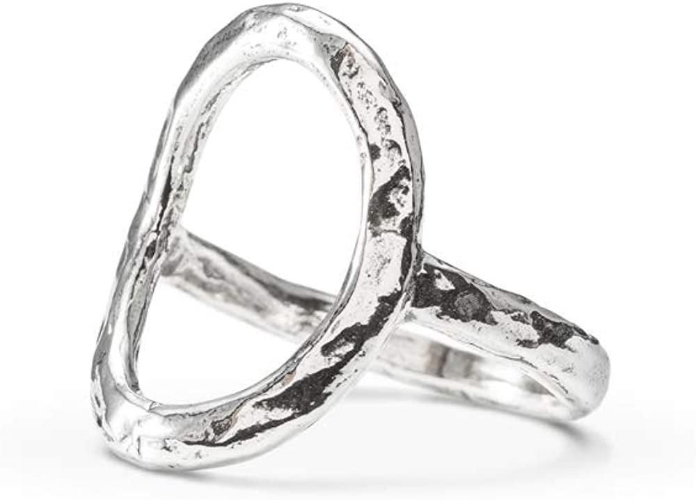 Joolala Karma Open Circle Round Minimalistic Ring in 925 Sterling Silver/Gold Plated - for Women (8, Silver)