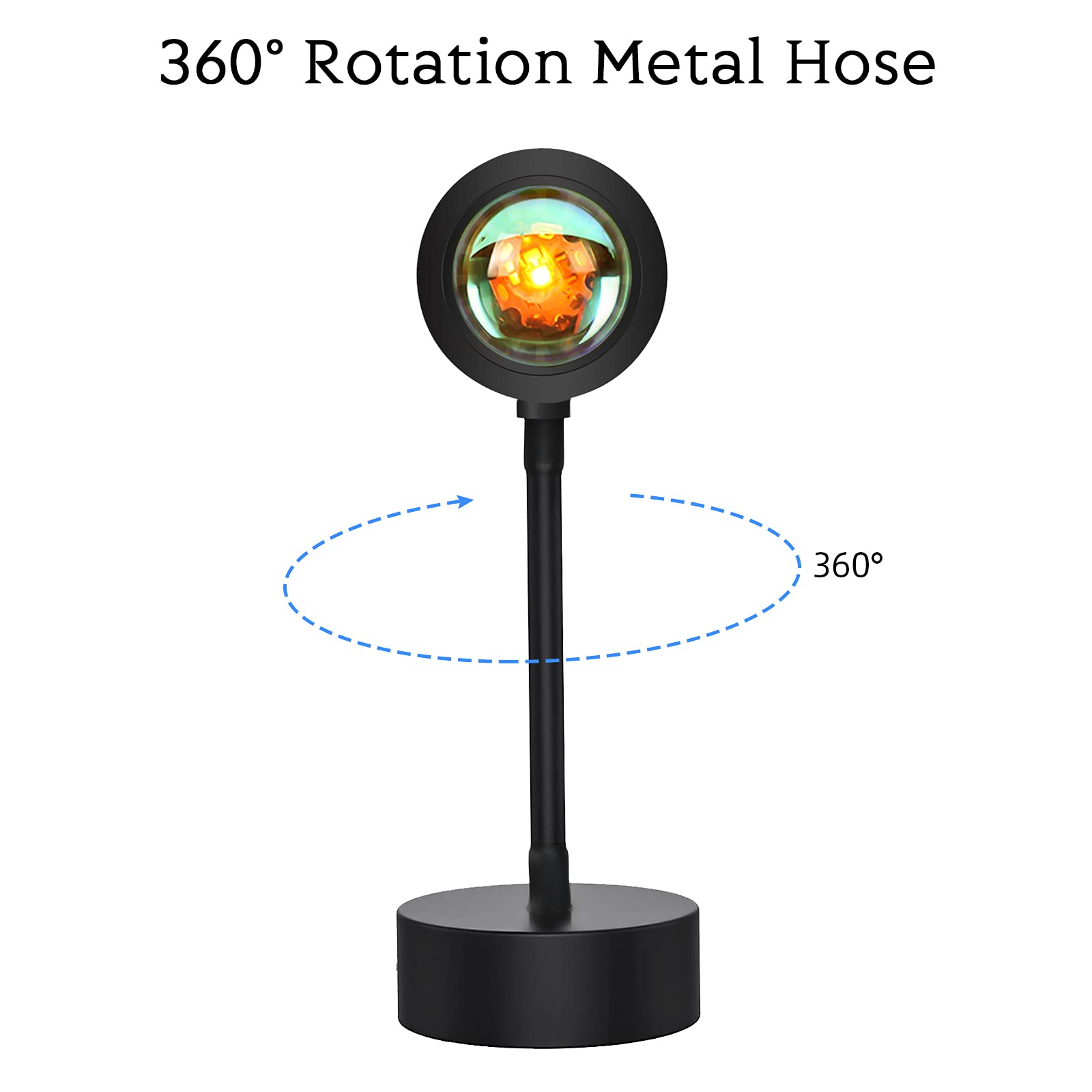 Juzhiya 360° Rotation Raibow Lamp Projector, USB Charging Rainbow Light Projection, Romantic Projector Night Light Led Lamp for Photography Selfie Home Living Room Bedroom Studio Decor (Raibow)