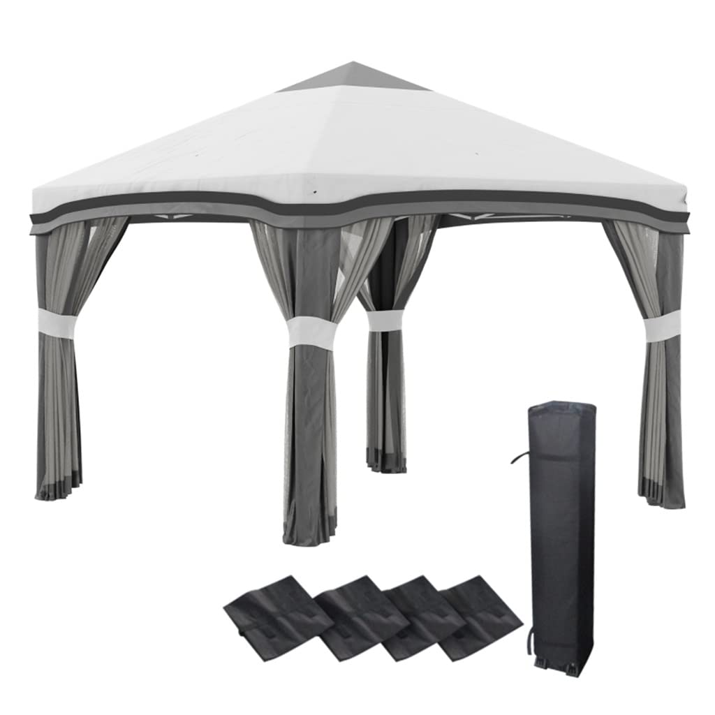 JAHH 10' X 10' Pops Up Canopy with Netting, Foldable Tents for Parties, for Wedding Festival Activities,GrayHighlights