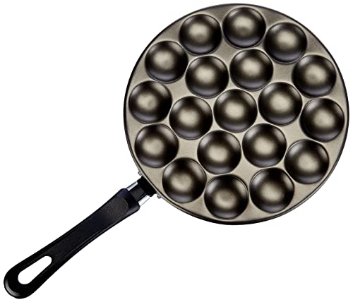 patisse Poffertjes Pan Set with Recipes Mixing Bottle and Reeds, Aluminium, Black, 25 cm 6 Units