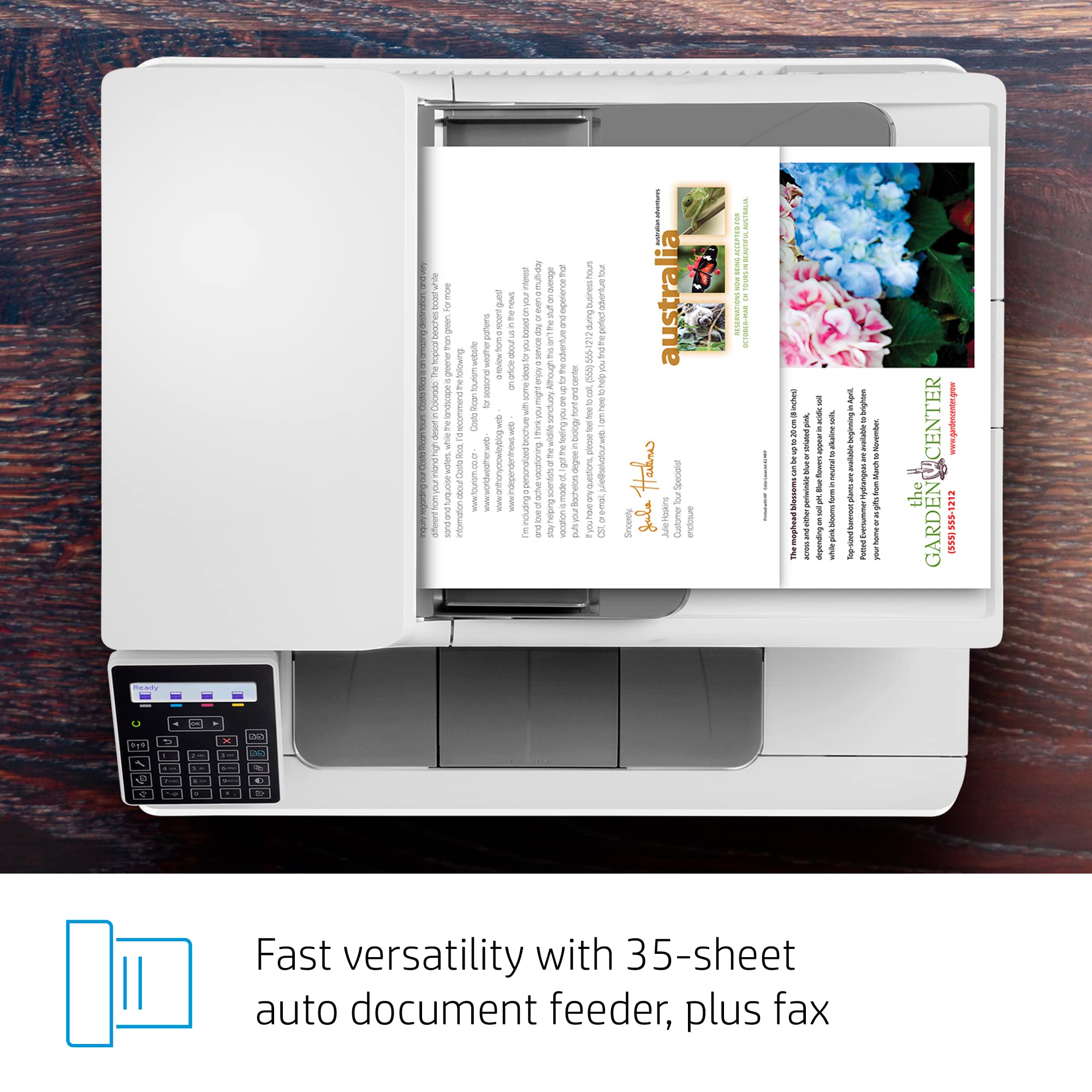 HP Laserjet Pro M183fw Wireless Color All-in-One Laser Printer, White - Print Scan Copy Fax - 16 ppm, 600 dpi, Voice-Activated, 35-Page ADF, Ethernet, Tillsiy Printer Cable