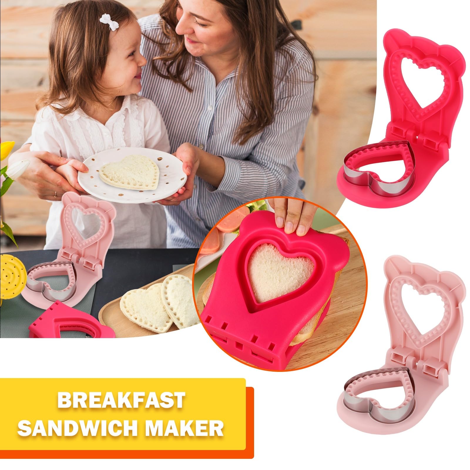 Junejour Round Shaped Sandwich Cutter 4 inch Uncrustables Sandwich Maker, Sandwich Cutter and Sealer for Kids Lunch & Breakfast, Easy to Use DIY Bread Sandwich Maker (Nordic Blue)