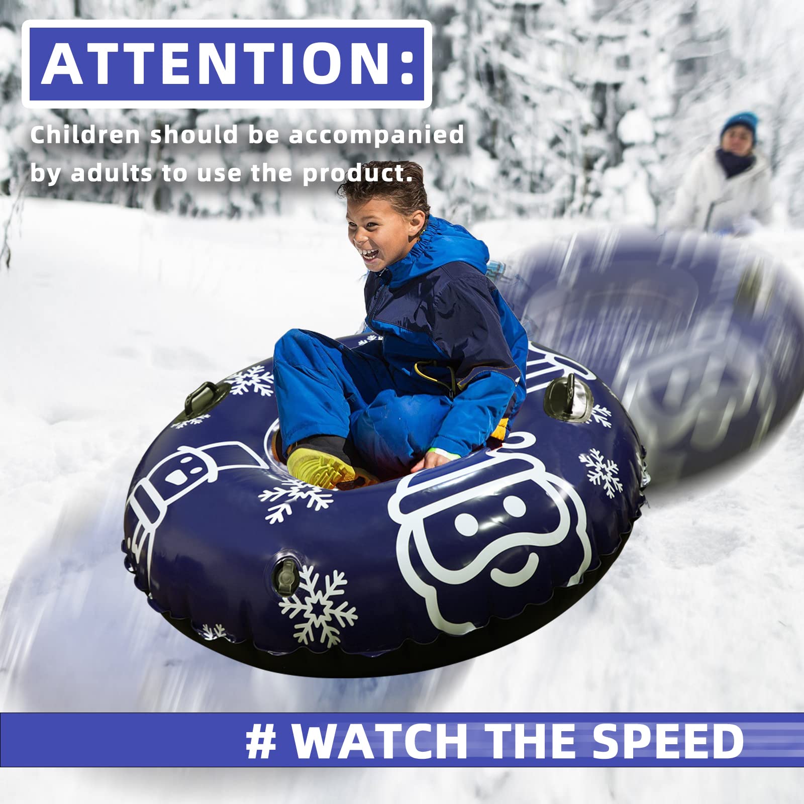 Kakashi Snow Tube Inflatable Snow Sled for Kids and Adults - Heavy Duty Snow Sledding