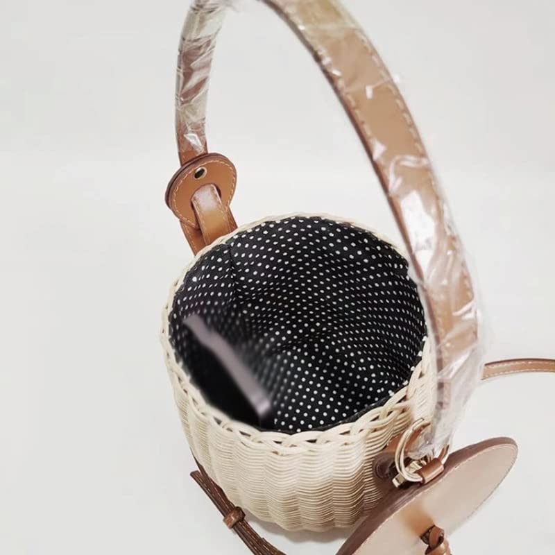 LIUZH Rattan Bucket Bag Women's Hand-held Woven Shoulder Bag