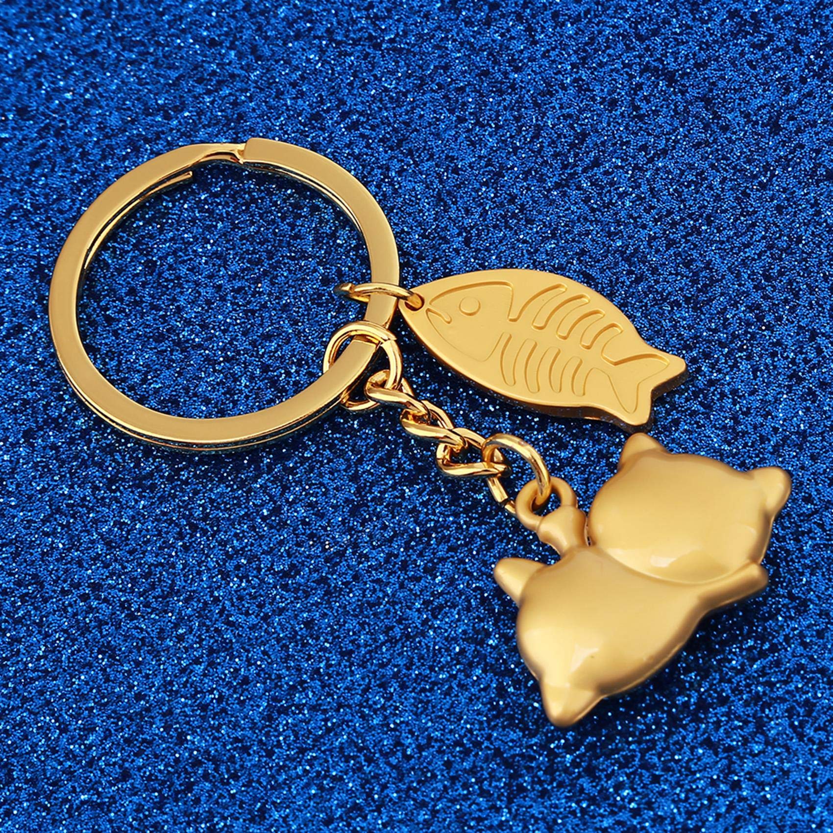 Kshcf Lucky Cat Keychain Cat Keyring Bag Cat and Fish Hanging Pendant Keyholder Ornaments New year decoration