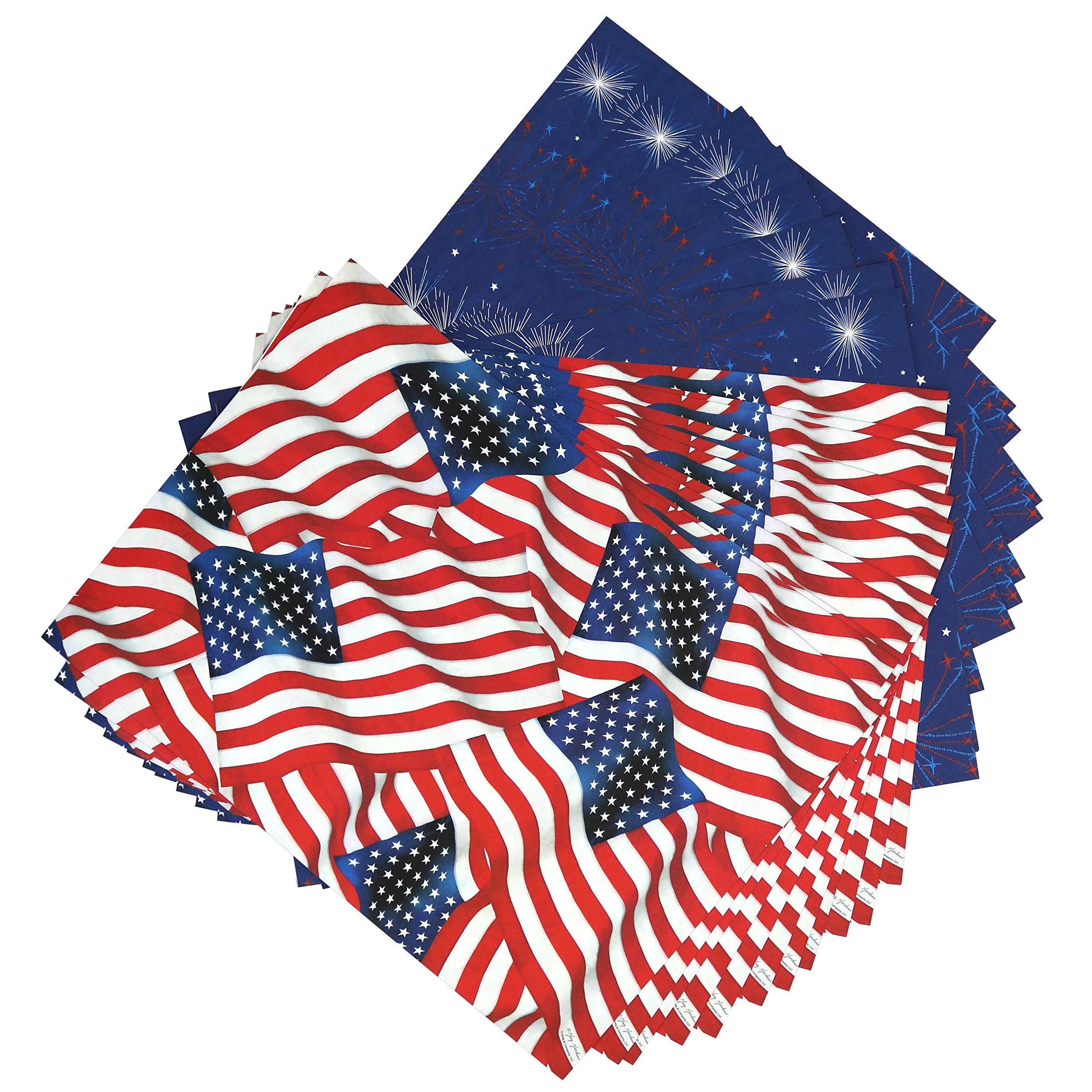 July 4th 2-Sided Reversible Disposable Paper Place Mats, Patriotic American Flag/Fireworks, 14 x 10-Inches, 22-Count by Iconikal
