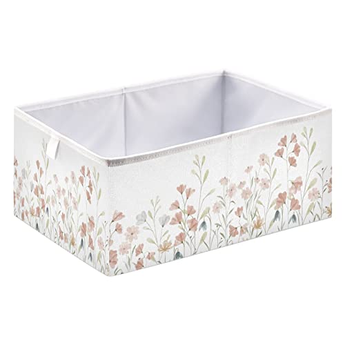 Kigai Wildflowers Cube Storage Bins - 11x11x11 In Large Foldable Storage Basket Fabric Storage Baskes Organizer for Toys, Books, Shelves, Closet, Home Decor