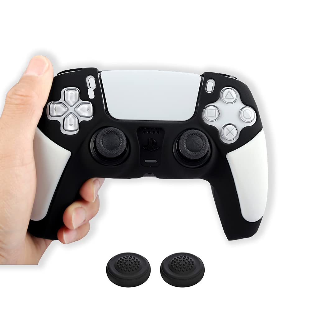 jojobnj Drop Resistance Silicone Protective Case Cover Skin for Sony PS5 Controller, Compatible with Playstation 5 DualSense Wireless Controller Anti-Slip Soft Rubber Case with 2 Thumb Grip Caps