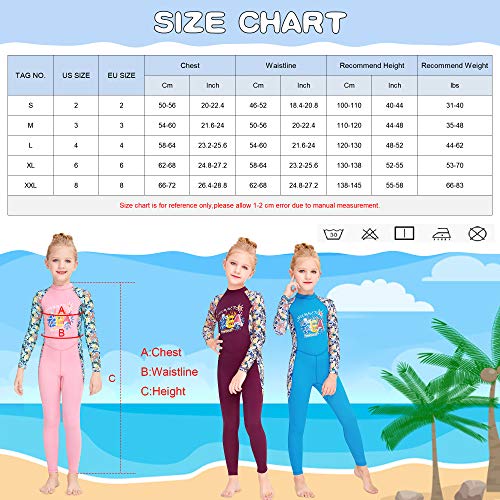 Kids One Piece Long/Short Sleeve Swimsuit Sun Protection Sunsuit Purple M