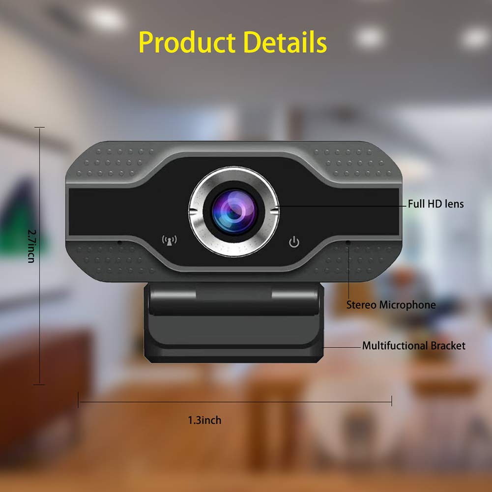 hutishop2020 1080P Autofocus Webcam with Micphone for Computing Machine Computer Live Video Black