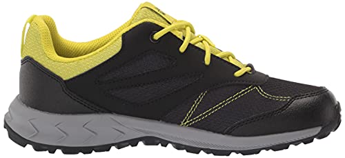 Jack Wolfskin Woodland Low Hiking Shoe Boot, Black/Lime, 2 US Unisex Big Kid