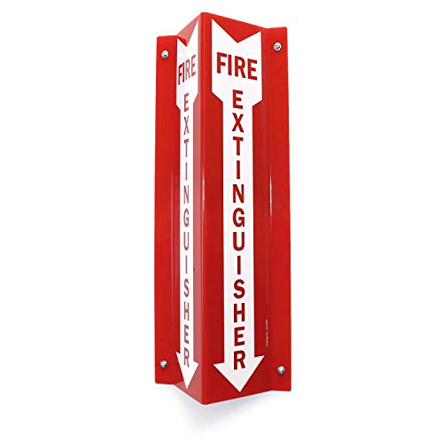 SmartSignĀ āFire Extinguisherā Projecting Sign, Fire Extinguisher with Arrow | 4" x 18" Polished Acrylic