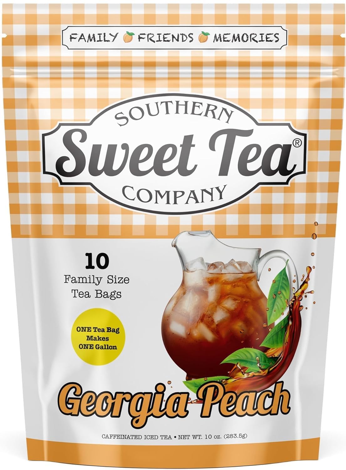 Iced Tea Bags Georgia Peach One Gallon Size,10 Gallon Per Pack, Unsweetened Caffeinated Quick Brew Real Southern Ice Tea by Southern Sweet Tea Company