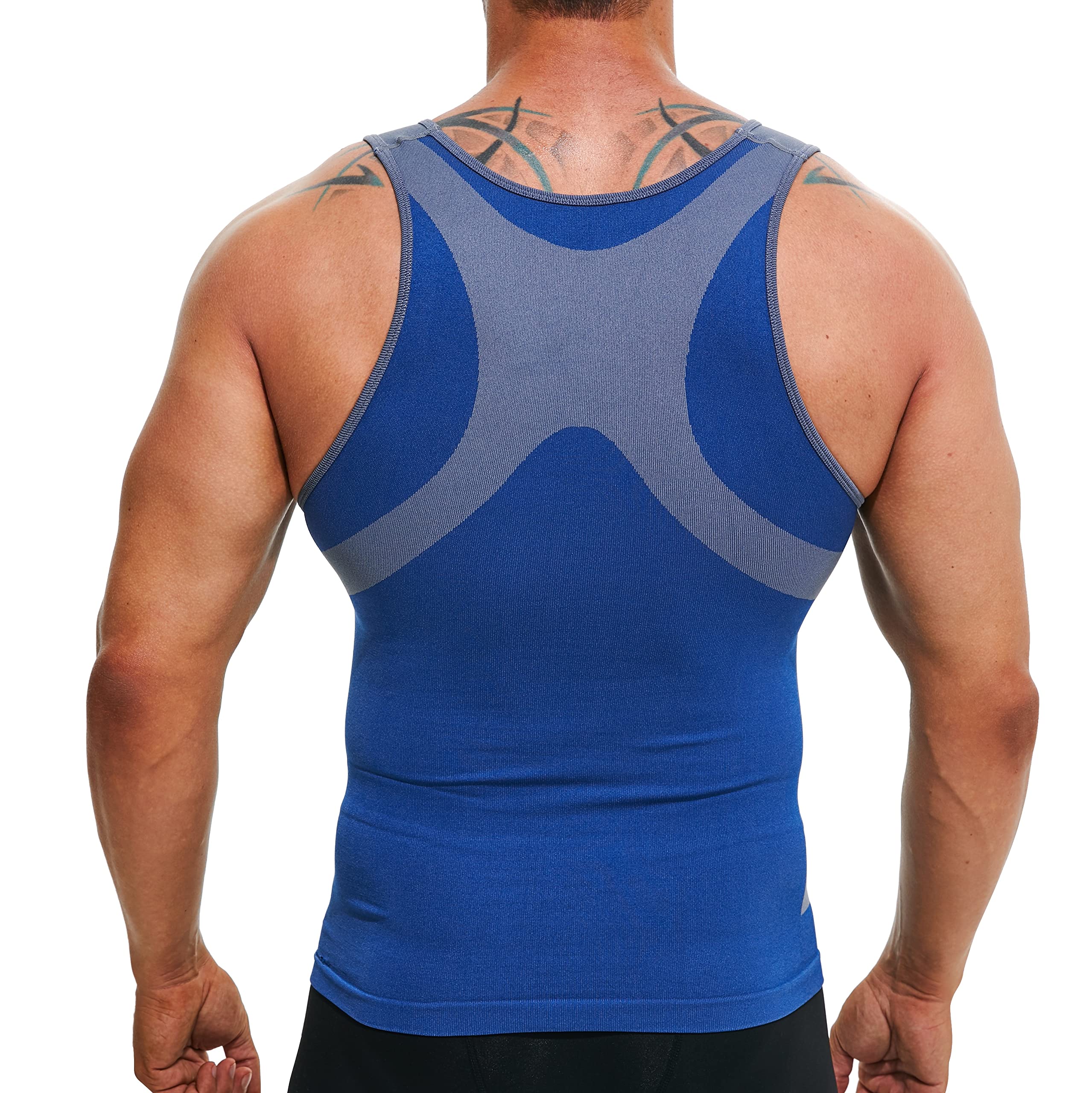 Mens Compression Shirt Undershirt Square Cut Muscle Tank Top Workout Vest Abs Abdomen Slim Sleeveless A-Shirt G-Unit G-Shirt Grey