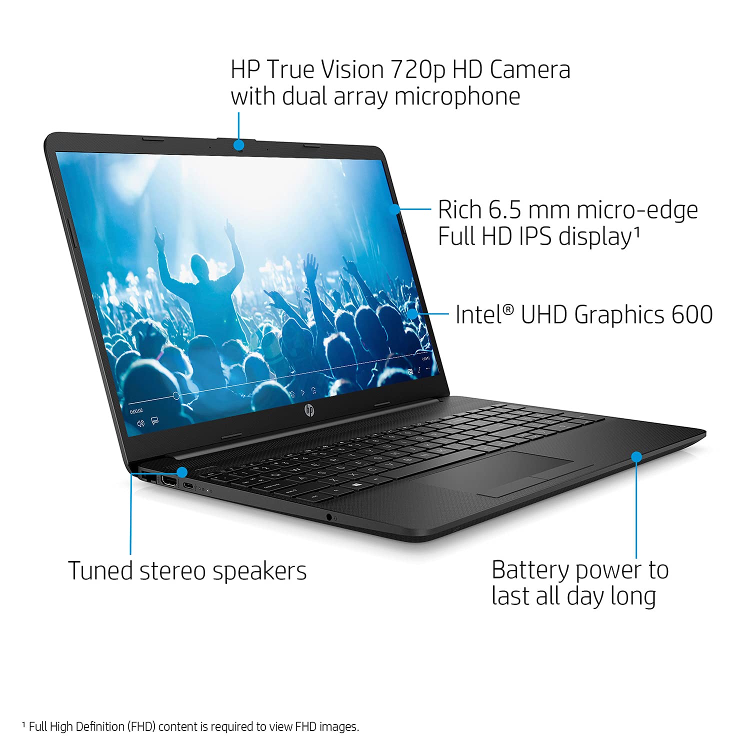 HP Pavilion Laptop (2021 Latest Model), 15.6" FHD Display, Intel Celeron Processor, 32GB DDR4 RAM, 1TB SSD, Online Conferencing, Webcam, HDMI, WiFi, Bluetooth, Windows 10