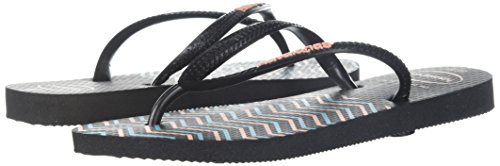 Havaianas Kid's Slim Zig Zag Flip Flop Sandal, Black, 9 M US Toddler