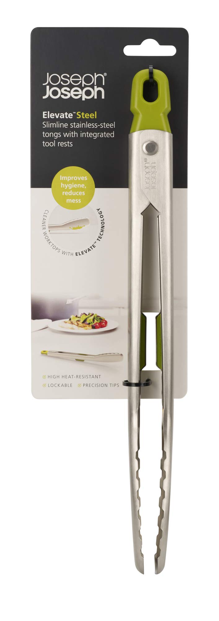 Joseph Joseph Stainless Steel Food-Tongs, 12 Inch/30 cm, Green