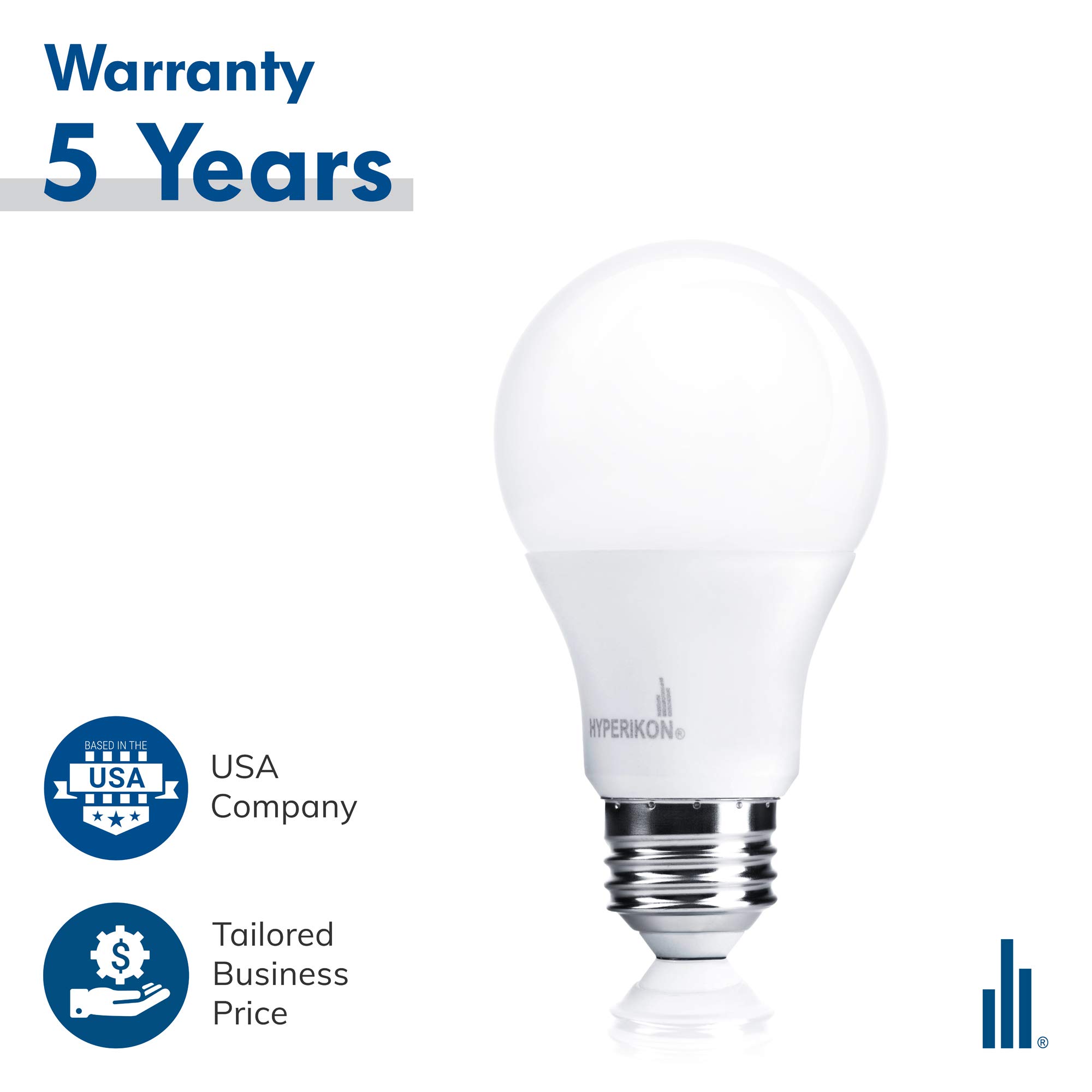 Hyperikon LED Light Bulb A19 9W=60W, Non Dimmable LED Lighting E26 Medium Screw Base, Omnidirectional, UL, Crystal White, 6 Pack