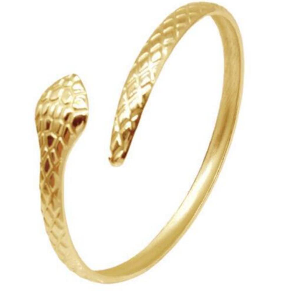 Jude Jewelers Stainless Steel Open Cuff Snake Style Biker Cocktail Party Holiday Vacation Bangle Bracelet (Gold)