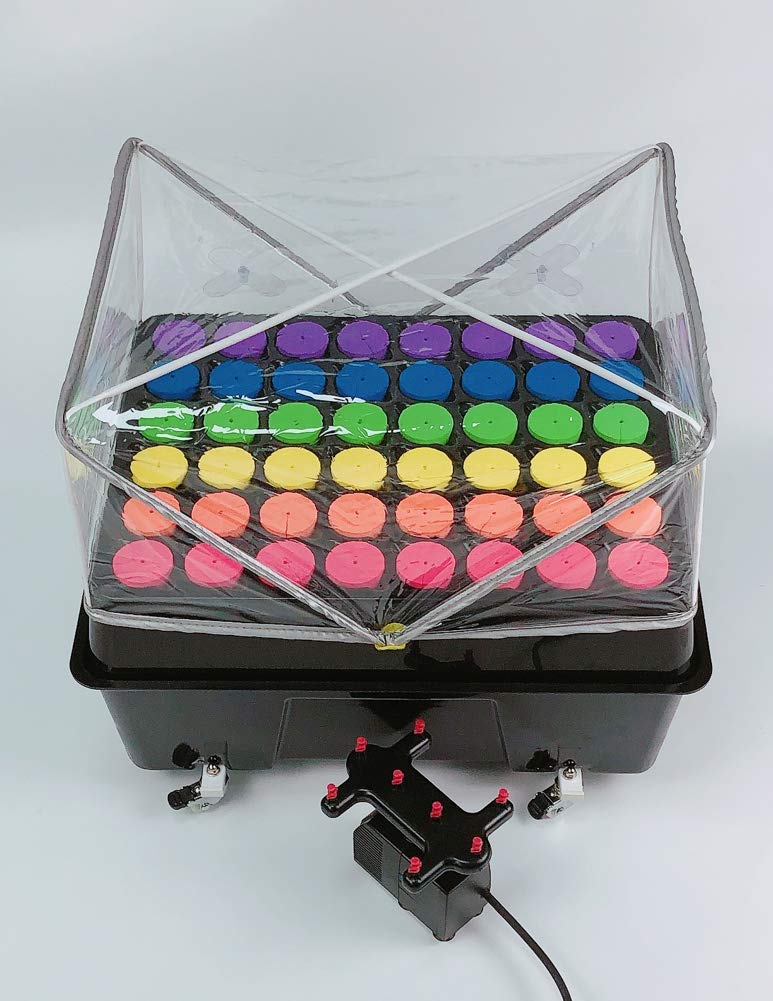 HORTIPOTS Cloning Machine 48 site with Air Pump Bubbler Kit and Extra 2 inch Neoprene Clone Collars Pack of 192