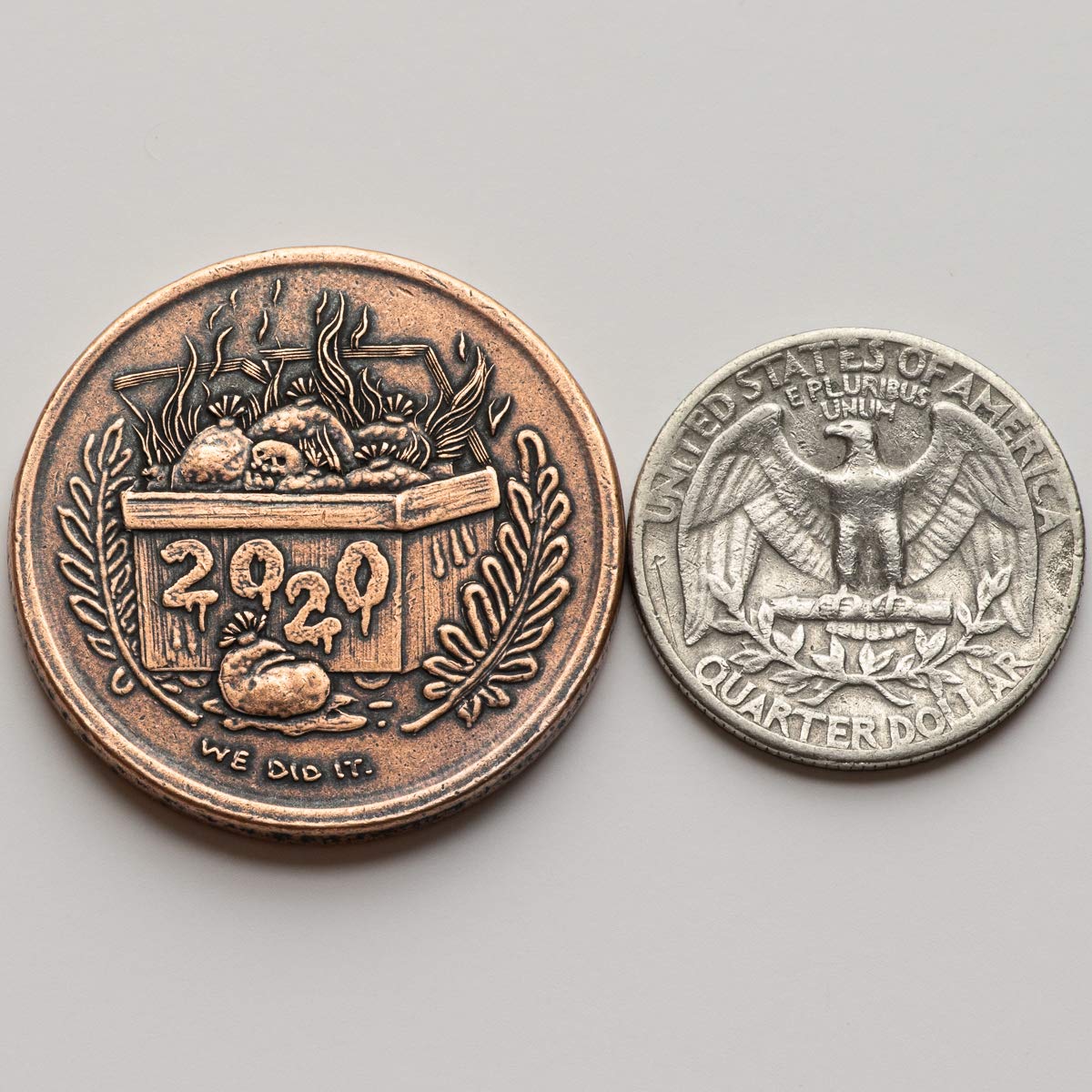 I Survived 2020 Copper Coin - Dumpster Fire Reminder Token