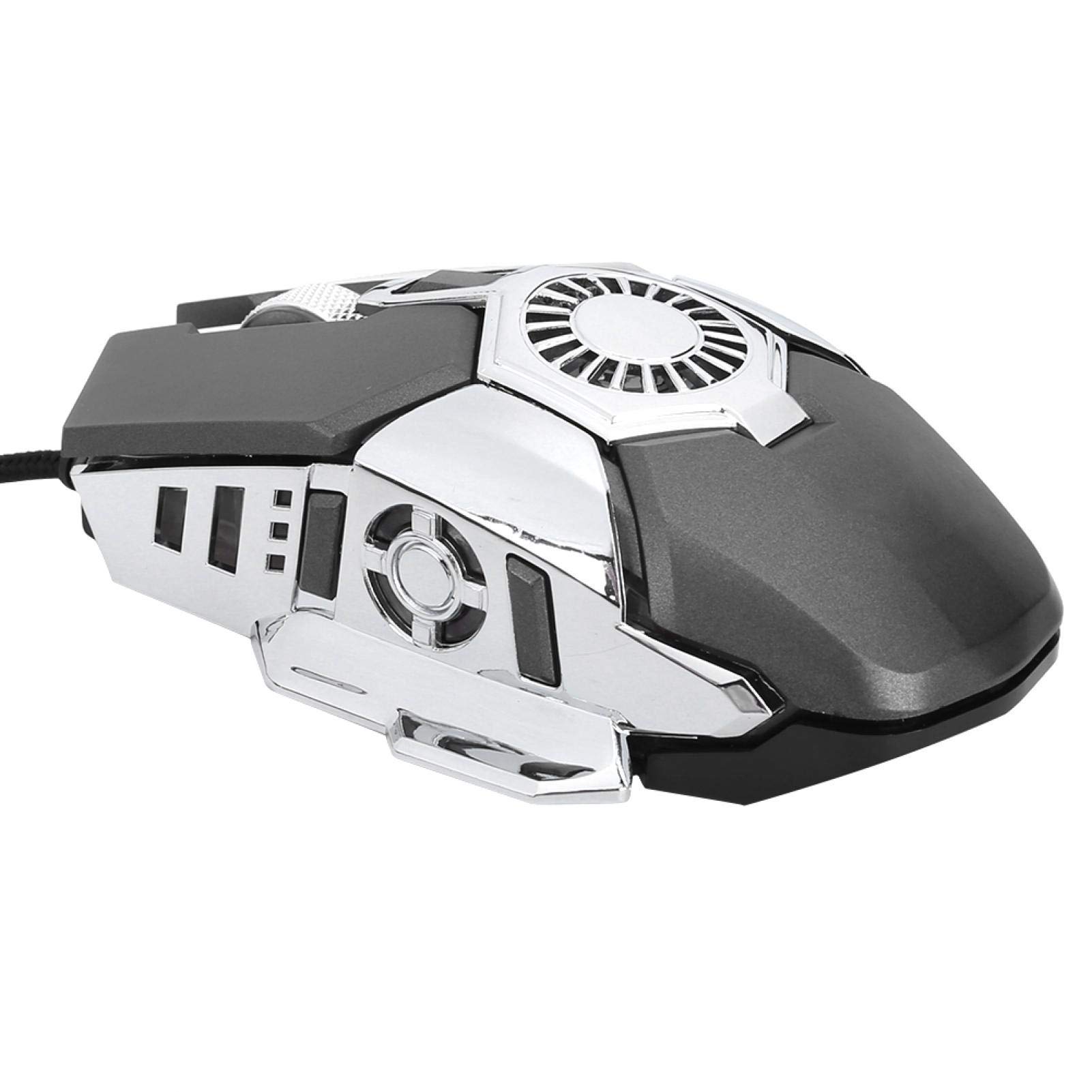 Kafuty-1 RGB Wired Gaming Mouse,RGB Backlit 6400 DPI Adjustable Ergonomic Mouse with 6 Buttons,Macro Programmable USB Gaming Mice with Cooling Fan for PC Gamers