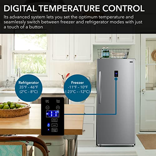Whynter UDF-139SS/UDF-139SSa 13.8 cu.ft. Energy Star Digital Upright Convertible Deep Freezer/Refrigerator – Stainless Steel