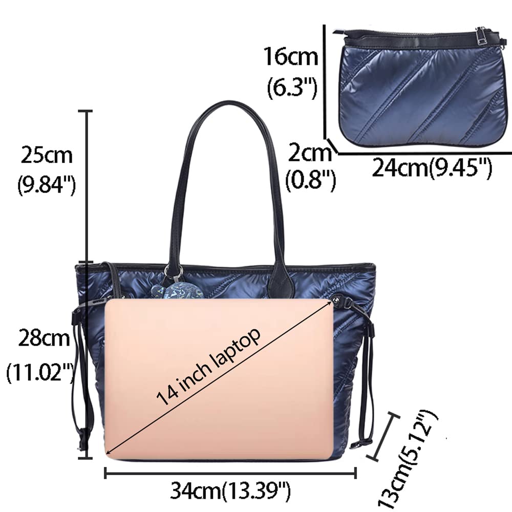Large Quilted Nylon Padding Tote Bag Waterproof Casual Handbags Puffer for women