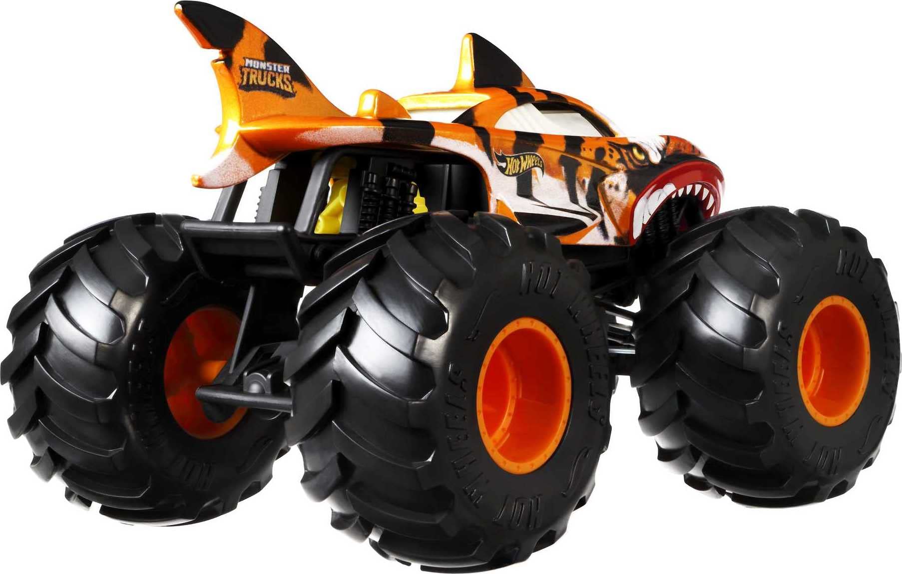 Hot Wheels Toy Monster Trucks, 1:24 Scale Die-Cast Tiger Shark, Oversized Play Vehicle for Kids & Collectors