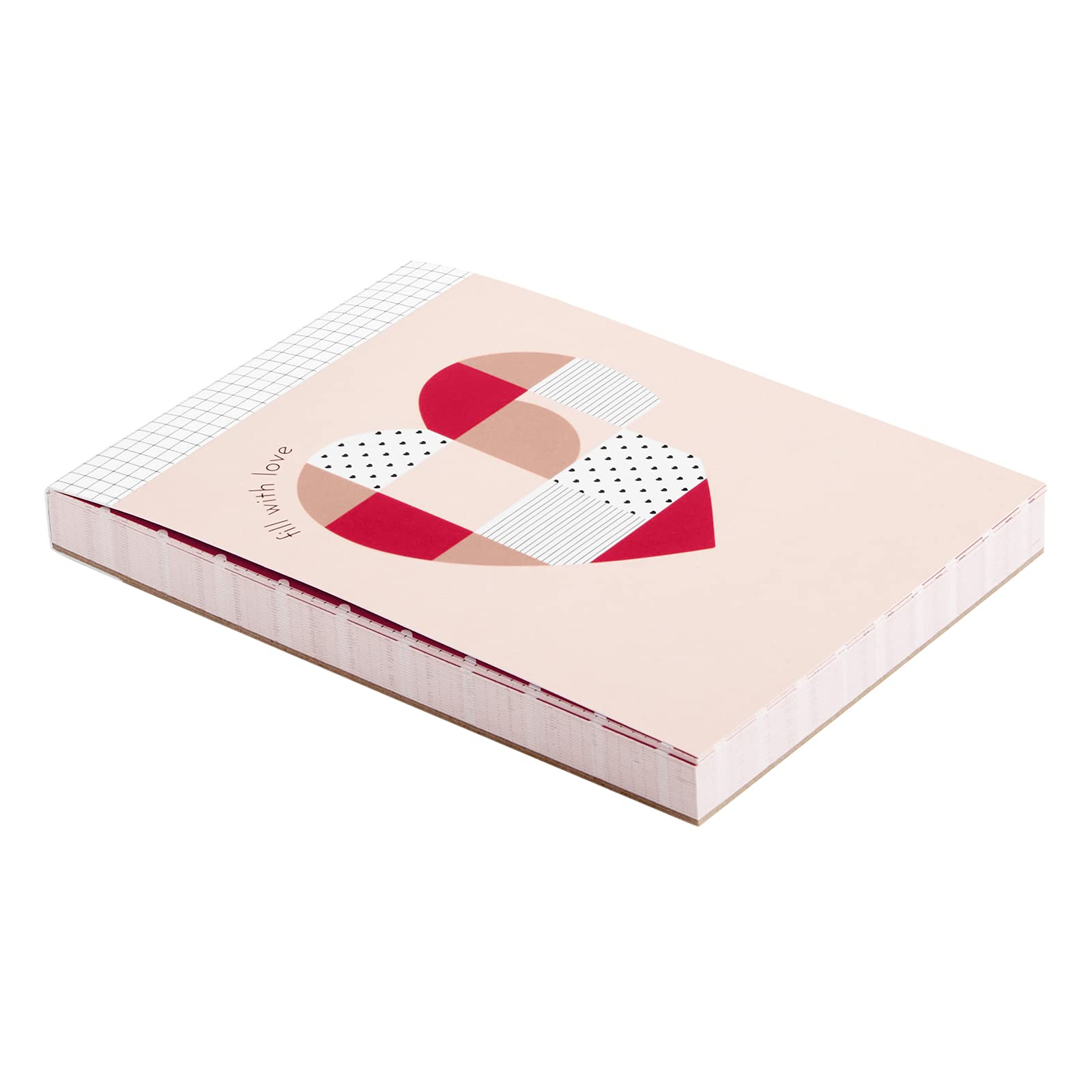 kikki.K Choose Love Collection - B6 Feature Notepad in Blush, Write Sweet Messages or Jot Down Notes, Die Cut in Heart Shape Page Design, 52 Cards, 4.02" L x 2.83" W x 0.94" H