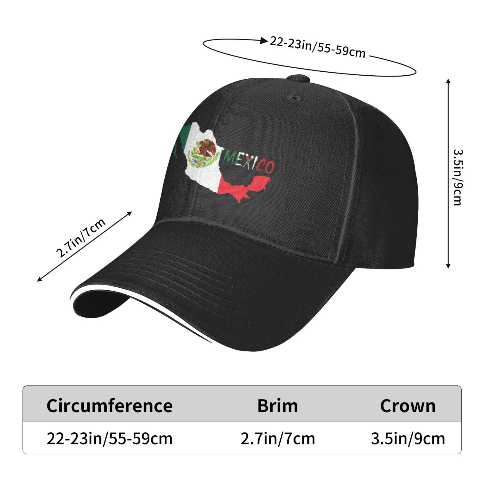 Mexico Mexican Map Flag Baseball Cap,Trucker Hat for Men & Woman Dad Cap Adjustable Black