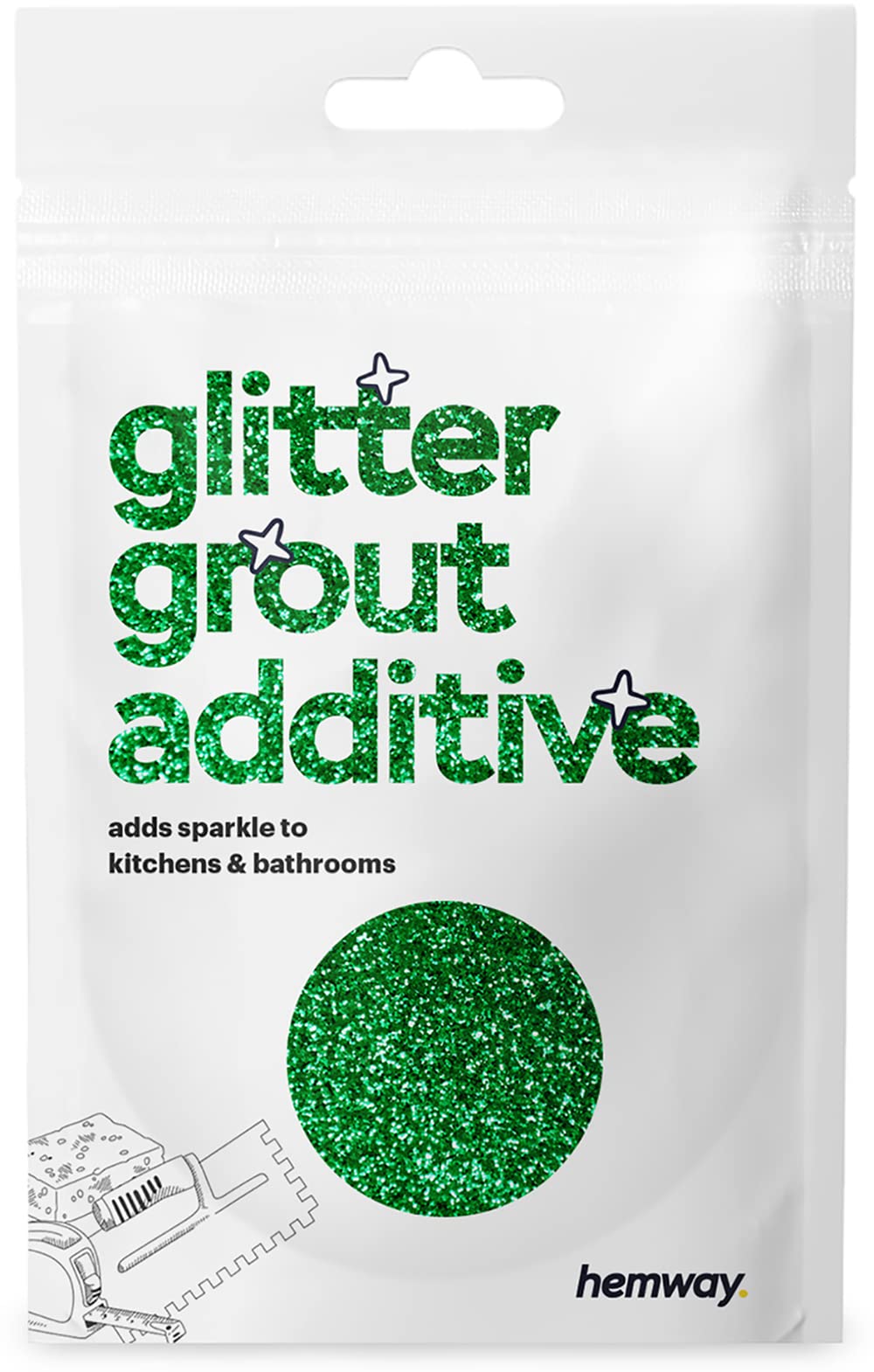 Hemway Glitter Grout Additive - Grout Tile Additive Tiles Bathroom Wet Room Kitchen - 10g Sample (Emerald Green)